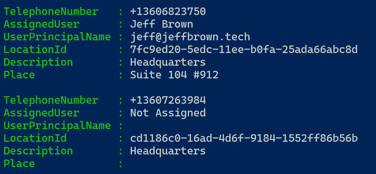 Find Microsoft Teams Emergency Address using PowerShell | Jeff Brown Tech